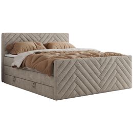 BOXSPRINGBETT PARIS KING DUO - 200/200 - Beige Struktur - H4