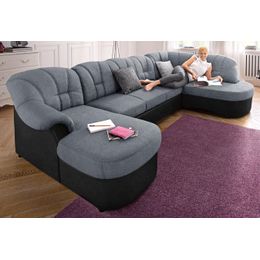 Wohnlandschaft DOMO collection "FLORES 293x180x86 cm, hochwertig, komfortabel, U-Form", silber (schwarz, silberfarben), B:293cm H:86cm T:180cm, NaturLEDER (echtes Rindsleder) in Sitz und R&uuml;cken. Korpus in passendem Kunstleder SOFTLUX bezogen;Microfaser PRIMABELLE (100% Polyester) / Struktur ( 100% Polyester );Kunstleder SOFTLUX / Struktur ( 90% Polyester, 10% Polyacryl ), Sofas, Wohnlandschaft, wa