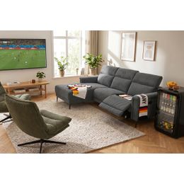 Ecksofa OTTO HOME "LUND Cord, L-Form, 261 cm, man. o. elektr. Relaxfunktion (mit USB-A)", grau (anthrazit), B:261cm H:97cm T:179cm, 100% Polyester, Sofas, Ecksofa, USB-C bei elektrischer Variante und Kopfteilverstellung