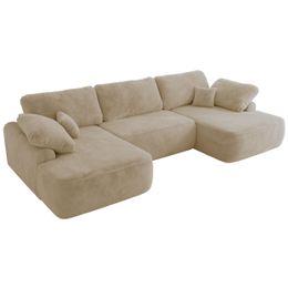 WOHNLANDSCHAFT CUBO U Creme Pl&uuml;sch