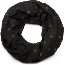 Loop styleBREAKER "Loop mit glitzerndem Schneeflocken Print", Damen, schwarz, Obermaterial: 50% Viskose CV. 50% Baumwolle CO., Modisch, Modet&uuml;cher Loop