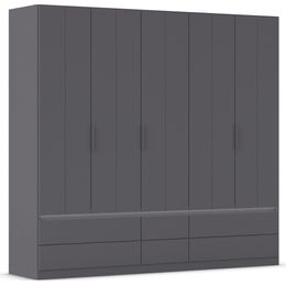 Kleiderschrank OTTO HOME "Schrank Garderobe ARVEN Breiten 181/226/271cm mit Beleuchtung", grau (graumetallic), Schr&auml;nke, Kinder, B/H/T: 226cm x 210cm x 54cm, Classic, Holzwerkstoff, Kleiderschrank, puristisches Design in Plankenoptik mit Metallgriffen MADE IN GERMANY, B:226cm H:210cm T:54cm