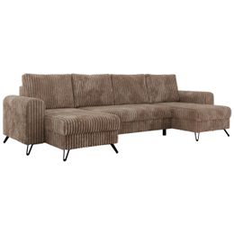 WOHNLANDSCHAFT AXEL U Cord Braun
