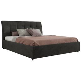 POLSTERBETT GALA CLASSIC 180/200 - Dunkelgrau Velvet - Schaum-Matratze