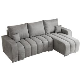 ECKSOFA KIRASSO L Hellgrau Velvet