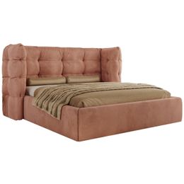 POLSTERBETT FLONELLE CLASSIC 160/200 - Rosa Velvet - Schaum-Matratze