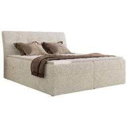 BOXBETT DAGOS 120/200 - Creme Schenille grob gewebt - H3 - Topper Visco