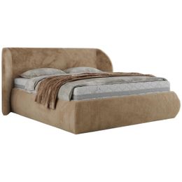 POLSTERBETT CAELA CLASSIC 200/200 - Beige Pl&uuml;sch - Schaum-Matratze