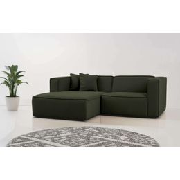 Ecksofa OTTO HOME "Tammie", gr&uuml;n (khaki), B:222cm H:73cm T:154cm, 100% Polyester, Sofas, Ecksofa, Breite 222 cm, Webstoff fein, bodentief, mit Wellenunterfederung