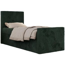 JUGENDBETT TILIO DUO 90/200 - Dunkelgr&uuml;n Cord - H3 - Links Seite