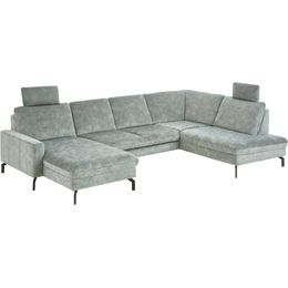 Wohnlandschaft DIE PLANBAR "ZE-EM20028 U-Form, Breite 332 cm", amira salbei, B:332cm T:220cm, 100% Polyester, Sofas, Wohnlandschaft, wahlweise mit Kopfst&uuml;tzen und Sitztiefenverstellung