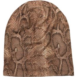 Beanie styleBREAKER "Beanie M&uuml;tze Glitzer Schlangen Muster", Herren, braun (hellbraun), Obermaterial: 50% Viskose CV. 50% Polyester PES., Modisch, M&uuml;tzen Beanie