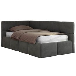 JUGENDBETT ARVO 90/200 - Dunkelgrau Velvet - Foam-Matratze - Links Seite
