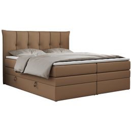 BOXSPRINGBETT PREMIUM 10 KING 160/200 Braun Kunstleder - H4
