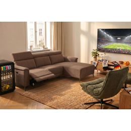 Ecksofa OTTO HOME "LUND, L-Form, 261cm, man. o. elektr. Relaxfunktion (mit USB-A)", mocca, B:261cm H:97cm T:179cm, Sofas, Ecksofa
