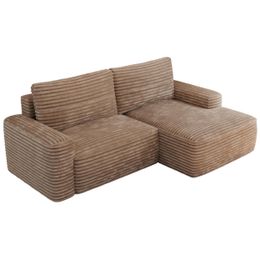 ECKSOFA BELLUNO L Braun Cord - Rechts