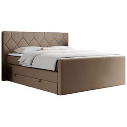 BOXSPRINGBETT KING EIGAR 140/200 Braun Kunstleder - H3