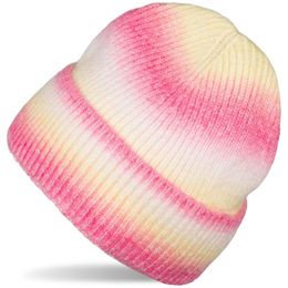 Strickm&uuml;tze styleBREAKER "Strickm&uuml;tze Ombr&eacute;", Damen, rot (koralle, gelb, wei&szlig;), Obermaterial: 80% Polyacryl PAN. 20% Wolle WO., Modisch, M&uuml;tzen Strickm&uuml;tze