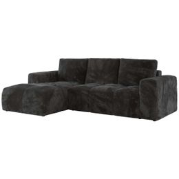 ECKSOFA MONIVA Dunkelgrau Pl&uuml;sch - Links