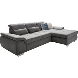 Ecksofa DIE PLANBAR "MP-IN16037 L-Form mit Kaltschaum-Polsterung", grau, B:289cm H:85cm T:195cm, 100% Polyester, Sofas, Ecksofa, mit Sitztiefenverstellung & Zierkissen