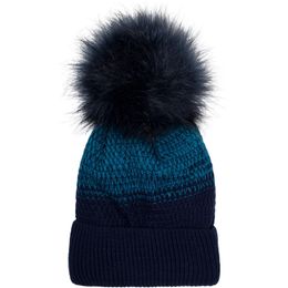 Bommelm&uuml;tze styleBREAKER "Strick Bommelm&uuml;tze mit Farbverlauf", Damen, blau (schwarz, petrol), 100% Polyacryl PAN., Modisch, M&uuml;tzen