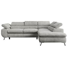 ECKSOFA PETER L Hellgrau Struktur - Rechts Seite