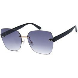 Sonnenbrille styleBREAKER "Rahmenlose Rechteckige Sonnenbrille", Damen, grau (gestell schwarz, glas grau verlauf), Modisch, Sonnenbrillen Sonnenbrille