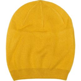 Strickm&uuml;tze styleBREAKER "Feinstrick Beanie M&uuml;tze Uni Doppellagig", Damen, gelb (curry), Obermaterial: 80% Polyacryl PAN. 20% Wolle WO., Modisch, M&uuml;tzen Strickm&uuml;tze