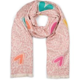 XXL-Schal styleBREAKER "Schal mit Leoparden Herz Muster", Damen, rosa (altrose), Obermaterial: 100% Viskose CV., Modisch, Modet&uuml;cher