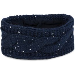 Stirnband styleBREAKER "Grobstrick Stirnband mit Pailletten", Damen, blau (dunkelblau), Obermaterial: 100% Viskose CV., Modisch, M&uuml;tzen Stirnband