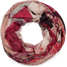 Loop styleBREAKER "Loop Schal mit Hirsch Print", Damen, rosa (altrose, bordeaux), Obermaterial: 80% Viskose CV. 20% Baumwolle CO., Modisch, Modet&uuml;cher Loop