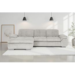 Ecksofa DIE PLANBAR "MP-IN16037 L-Form mit Federkern-Polsterung", cord ecru, B:289cm H:85cm T:195cm, 88% Polyester, 12% Polyamid, Sofas, Ecksofa, mit Sitztiefenverstellung & Zierkissen