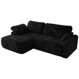 ECKSCHLAFSOFA CUBO L Schwarz Pl&uuml;sch - links