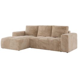 ECKSOFA MONIVA Beige Pl&uuml;sch - Links