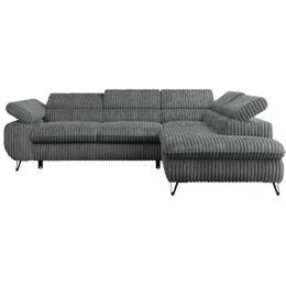 ECKSOFA PETER L Dunkelgrau Cord - Rechts Seite
