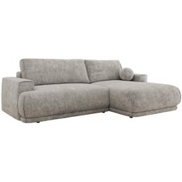 ECKSCHLAFSOFA RINA L Hellgrau Schenille grob gewebt - rechts