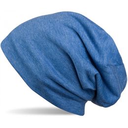Beanie styleBREAKER "Unifarbene Beanie M&uuml;tze mit Fleece", Herren, blau (blau meliert), 50% Viskose CV. 50% Polyester PES., Modisch, M&uuml;tzen Beanie