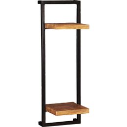 Wandregal Sit, schwarz (natur, schwarz), B:25cm H:75cm T:25cm, Massivholz, Metall, Regale, Wandregal, Im modernen Industrial Look
