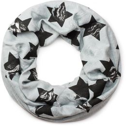 Loop styleBREAKER "Loop Schal mit Sterne und Punkte Muster", Damen, grau (grau, blau), Obermaterial: 50% Viskose CV. 50% Polyester PES., Modisch, Modet&uuml;cher Loop