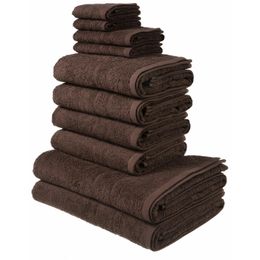 Handtuch Set OTTO HOME "Inga, Duscht&uuml;cher, Handt&uuml;cher, G&auml;stet&uuml;cher, Seift&uuml;cher", braun, Standard (420g/m&sup2;), Walkfrottier, Walkfrottier, Obermaterial: 100% Baumwolle, Handtuch-Sets, Handt&uuml;cher mit feiner Bord&uuml;re, 100% Baumwolle, einfarbig, weich