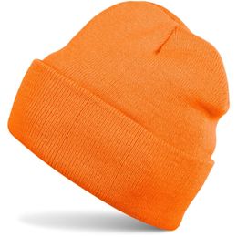 Strickm&uuml;tze styleBREAKER "Winter Strickm&uuml;tze mit Krempe", Damen, orange, Obermaterial: 100% Polyacryl PAN., Modisch, M&uuml;tzen Strickm&uuml;tze