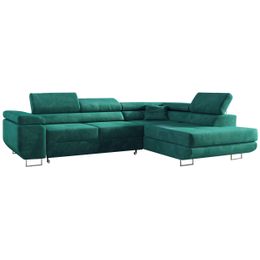 ECKSOFA GUSTAW L Dunkelgr&uuml;n Velvet Rechts Seite