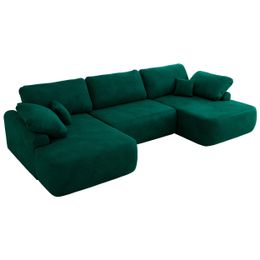 WOHNLANDSCHAFT CUBO U Dunkelgr&uuml;n Velvet