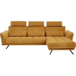 Ecksofa DIE PLANBAR "MP-IN20041 L-Form", gelb (curry), B:285cm H:84cm T:178cm, 100% Polyester, Sofas, Ecksofa, optional Sitztiefenverstellung und Kopfst&uuml;tzen