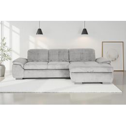 Ecksofa DIE PLANBAR "MP-IN16037 L-Form mit Kaltschaum-Polsterung", cord grau, B:289cm H:85cm T:195cm, 88% Polyester, 12% Polyamid, Sofas, Ecksofa, mit Sitztiefenverstellung & Zierkissen