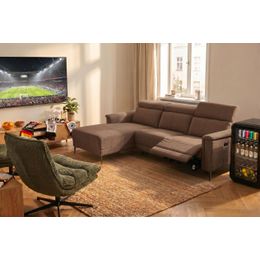 Ecksofa OTTO HOME "LUND, L-Form, 261cm, man. o. elektr. Relaxfunktion (mit USB-A)", mocca, B:261cm H:97cm T:179cm, Sofas, Ecksofa