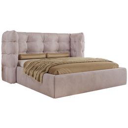 POLSTERBETT FLONELLE CLASSIC 160/200 - Hellrosa Velvet - ohne Matratze