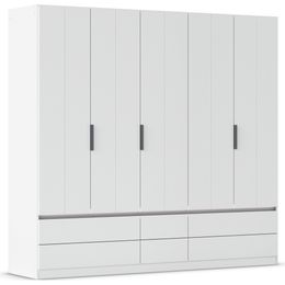 Kleiderschrank OTTO HOME "Schrank Garderobe ARVEN Breiten 181/226/271cm mit Beleuchtung", wei&szlig; (alpinwei&szlig;), Schr&auml;nke, Kinder, B/H/T: 226cm x 210cm x 54cm, Premium, Holzwerkstoff, Kleiderschrank, puristisches Design in Plankenoptik mit Metallgriffen MADE IN GERMANY, B:226cm H:210cm T:54cm