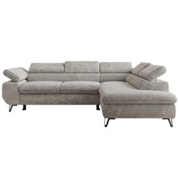 ECKSOFA PABLO L Hellgrau Schenille grob gewebt - Rechts Seite