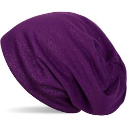 Beanie styleBREAKER "Beanie mit All Over Glitzer", Herren, lila (violett), Obermaterial: 100% Viskose CV., Modisch, M&uuml;tzen Beanie